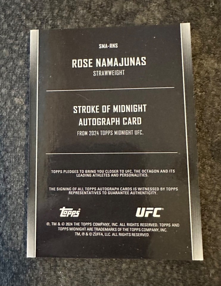 2024 Topps Midnight UFC Rose Namajunas Stroke of Midnight Auto /75 🔥 | eBay