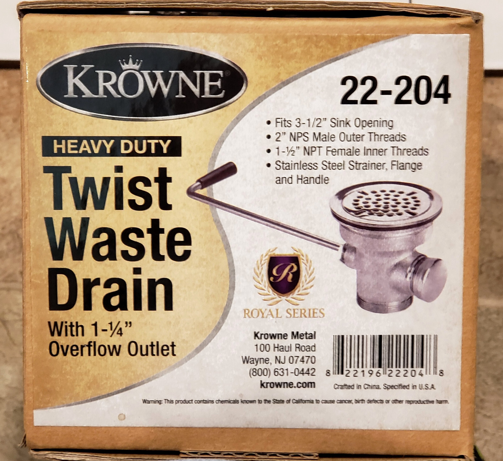 Krowne 22-204 3-1/2" Twist Waste Drain with 1-1/4" Overflow Outlet | eBay
