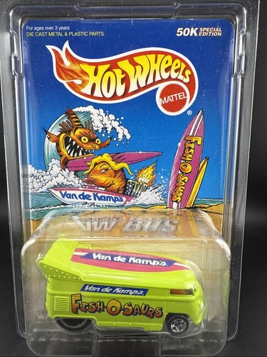 1998 Hot Wheels GREEN VW Volkswagen DRAG BUS Van De Kamps Fish O Saurs ...