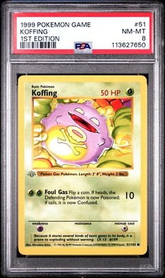 Pokemon Base Set 1st Edition Shadowless Grey Gray Stamp Koffing 51/102 ...