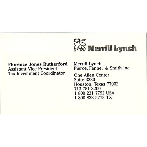 Merrill Lynch Florence Jones Rutherford Johnson Houston TX Business ...