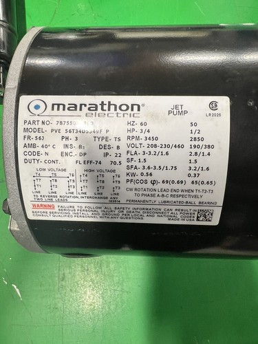 Marathon Electric JET PUMP Motor 787550X0010 3/4 HP SHIPS FREE | eBay