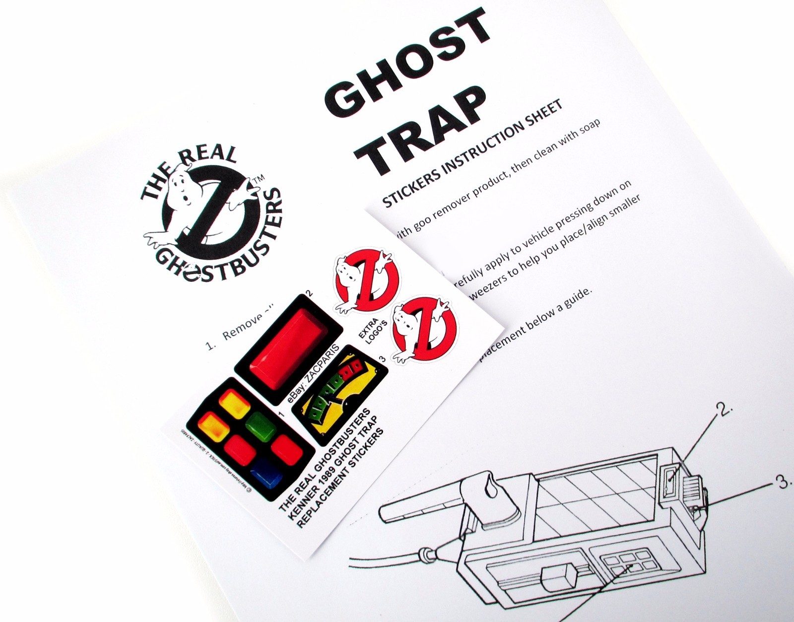 THE REAL GHOSTBUSTERS REPLACEMENT STICKERS for KENNER 1989 GHOST TRAP ...