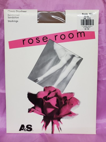 Vtg Rose Room Thigh Hi Nylon Garter Stockings One Size Sheer Beige A&S ...