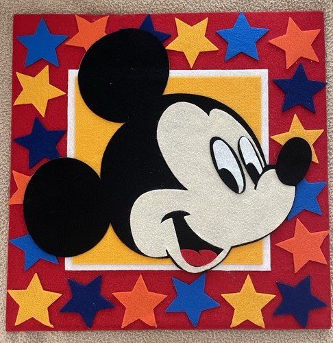 Vintage handmade Mickey mouse felt art board 15” X 15” | eBay