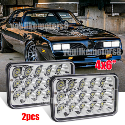 2pcs Fit Pontiac Trans Am 1977-81 4X6'' LED Headlights Halo Hi/Lo Beam ...
