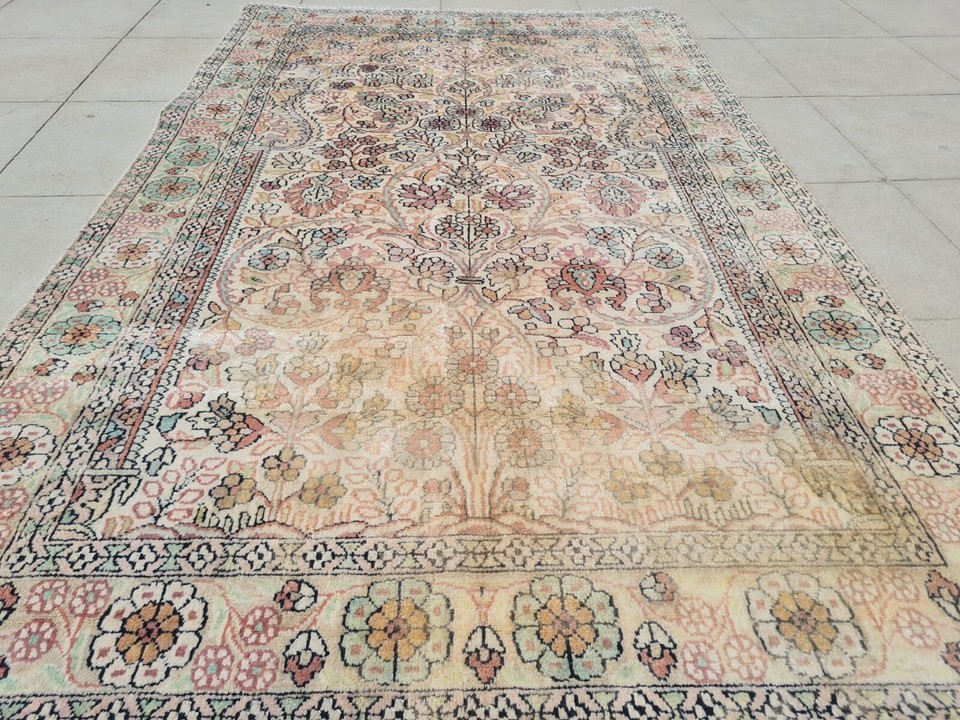 Amazing Hand Knotted Vintage Kashmir Kashmiri Wool Area Rug 4.11 x 3.0 ...