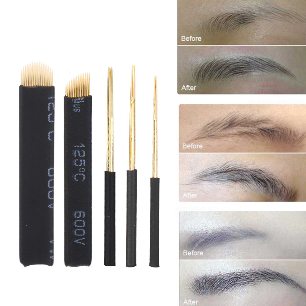 10Pcs/Set Microblading Eyebrow Eye Lip Blade Manual Needle Tattoo Tool ...