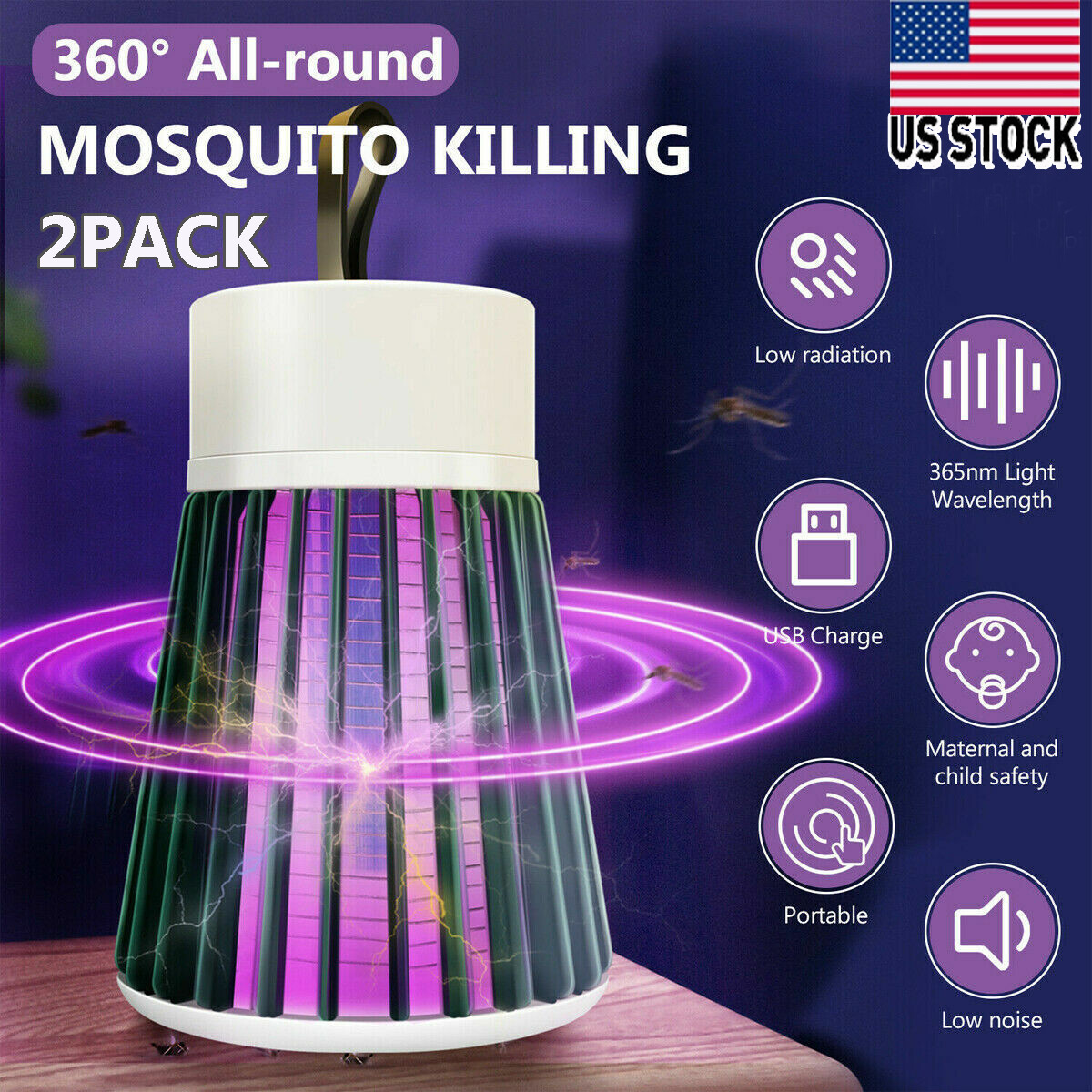2X Electric Fly Bug Zapper Mosquito Insect Killer Light Trap Pest ...