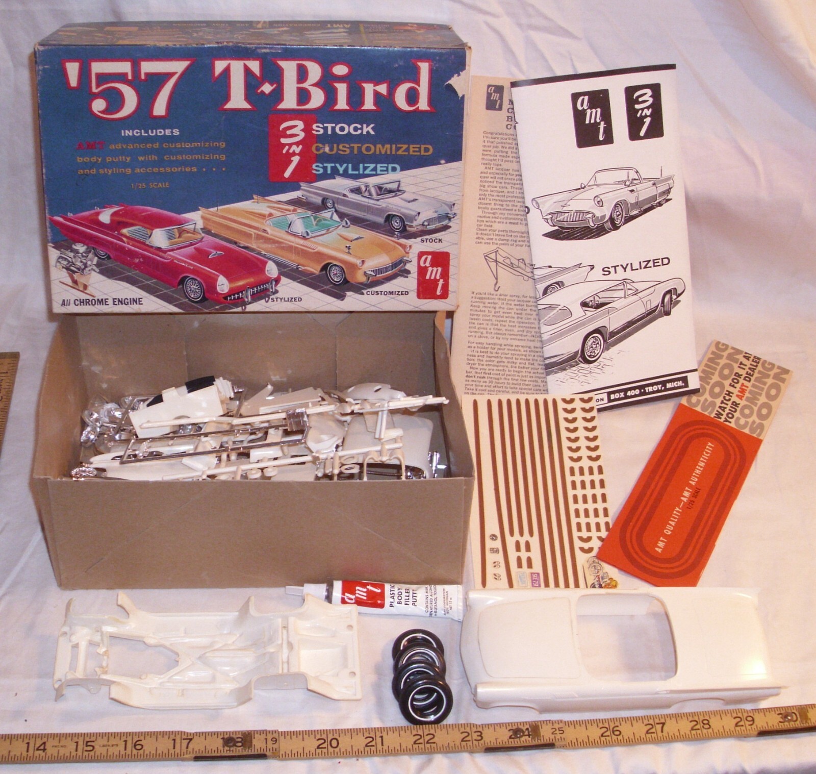 AMT 57 T-BIRD FORD THUNDERBIRD 3 IN 1 MODEL KIT 1:25 T2257 | eBay
