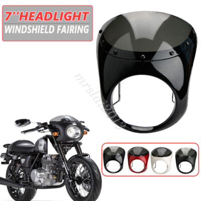 Universal Motorcycle 7'' Headlight Fairing Screen Windshield For Cafe ...
