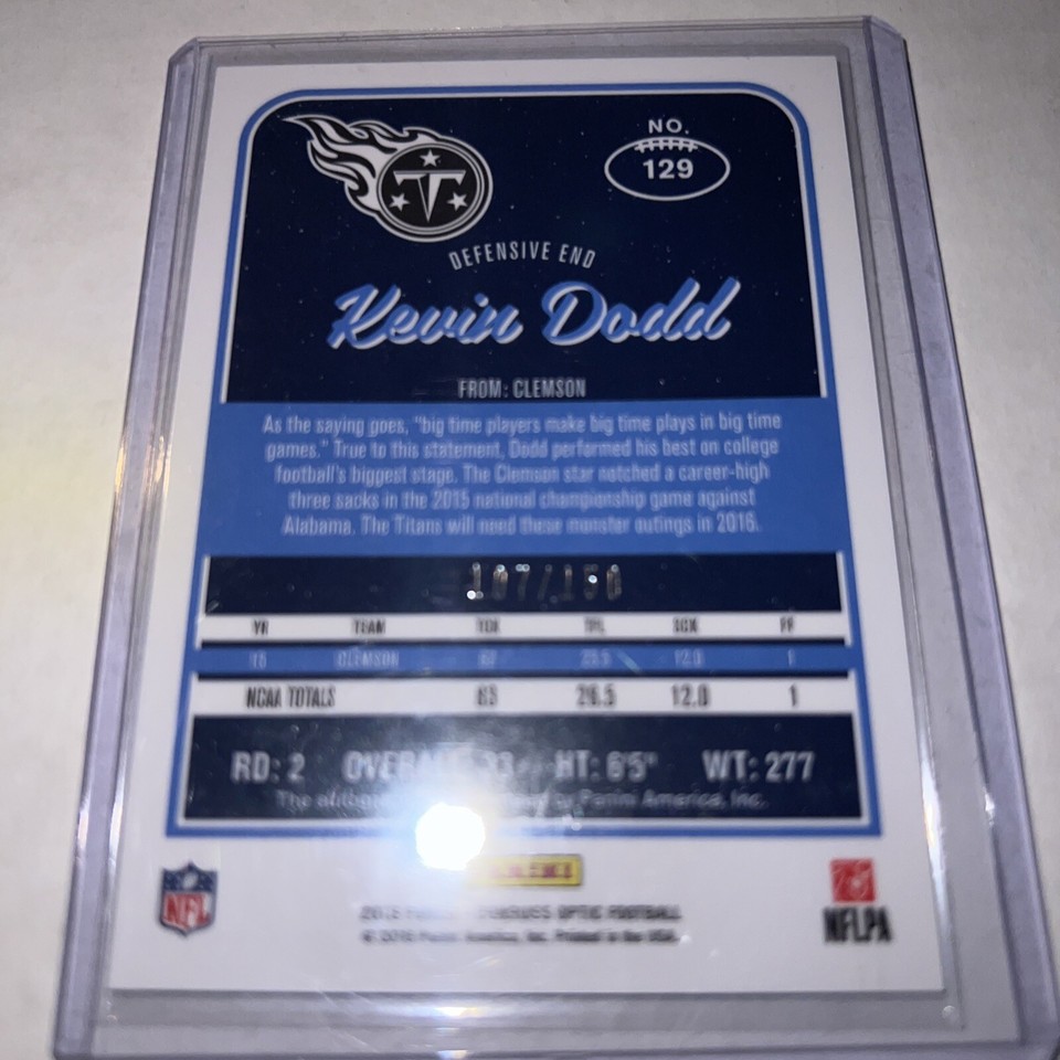 Kevin Dodd 2016 Absolute Ink Rookie Autograph /150 #33 Titans Tigers ...