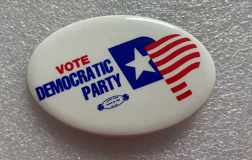 Vote Democratic Party Political Campaign Button Pin Pinback 2.75" oval ...