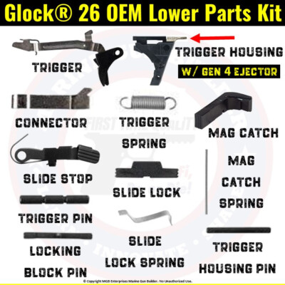 Glock 26 Lower Parts Kit OEM Gen 3 w/ Upgraded Gen 4 Ejector G26 LPK ...