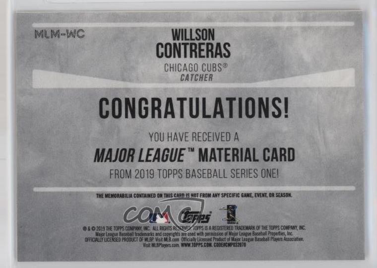 2019 Topps Major League Material Relics 150th Anniversary /150 Willson ...