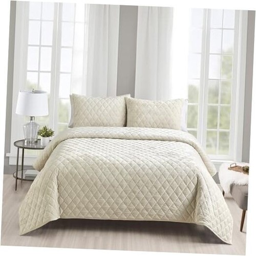 Fredsure Distressed Velvet Quilt Set, 3 Pieces Distressed Velvet King ...