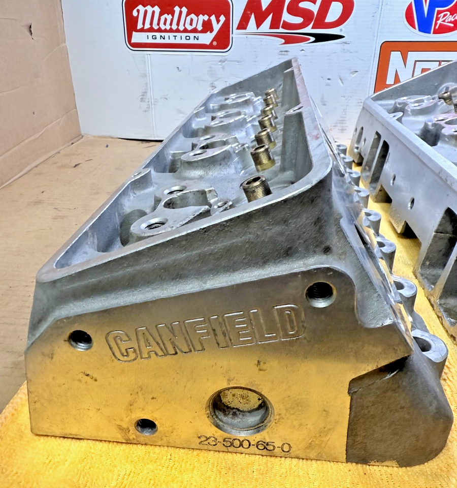 CANFIELD SBC CHEVY V-8 23-500-65 ALUMINUM CYLINDER HEADS 197CC 65CC 2. ...