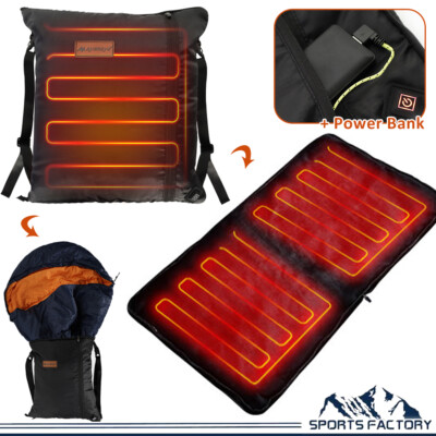 Heated Sleeping Bag Pad Electric Heating Liner Camping Winter Hammock ...