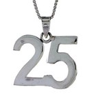 Sterling Silver Any One Number Pendant from 25 to 49 w/ 18" Italian Box ...