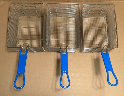 NEW 3 PCS Deep Fryer Commercial Basket, Stainless Heavy Duty w/Non-Slip ...