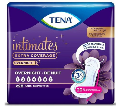 Tena Intimates Extra Coverage Overnight Incontinence Pads, 28 Count | eBay
