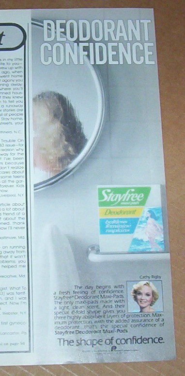 1983 print ad -Gymnast CATHY RIGBY Stayfree maxi-pads napkin vintage ...
