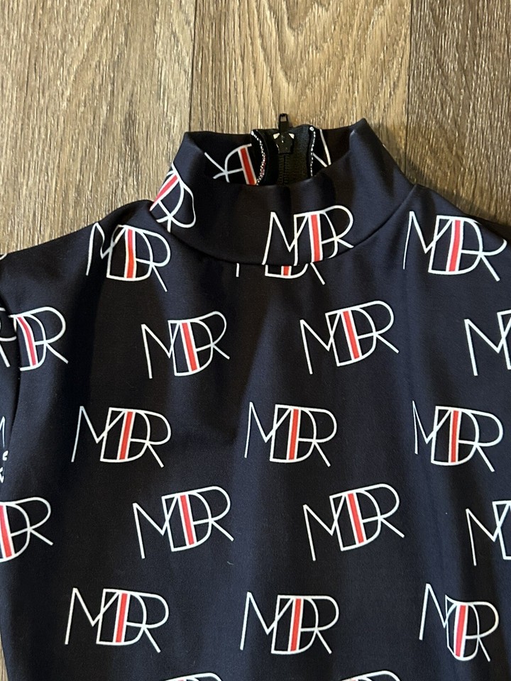 Milano Di Rouge Dress Women’s Size Small Blue logo formfit High Neck ...