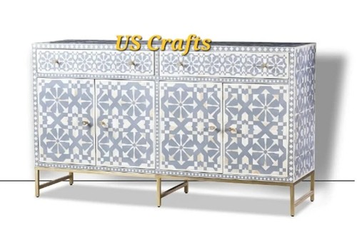 Bone Inlay Moroccan Design scroll vine Buffet Table Grey,Bone Inlay ...