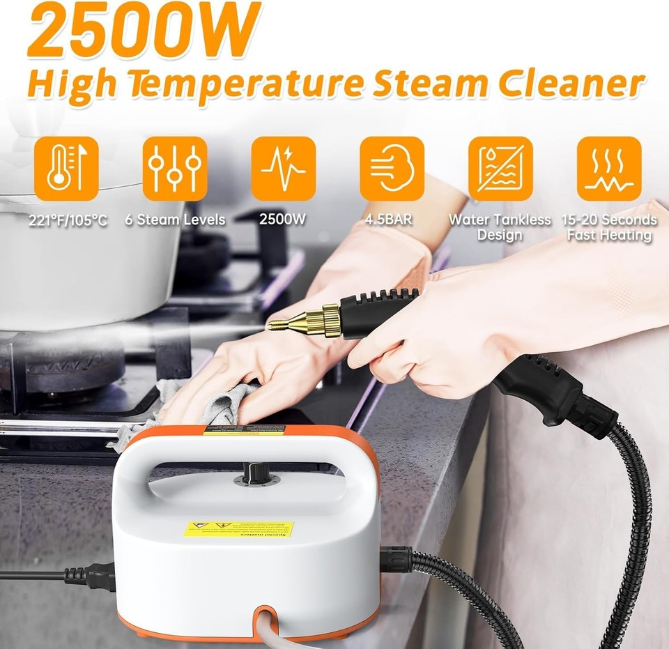 4.5BAR Handheld Steam Cleaner, 2500W Portable Steam Cleaner for Home ...