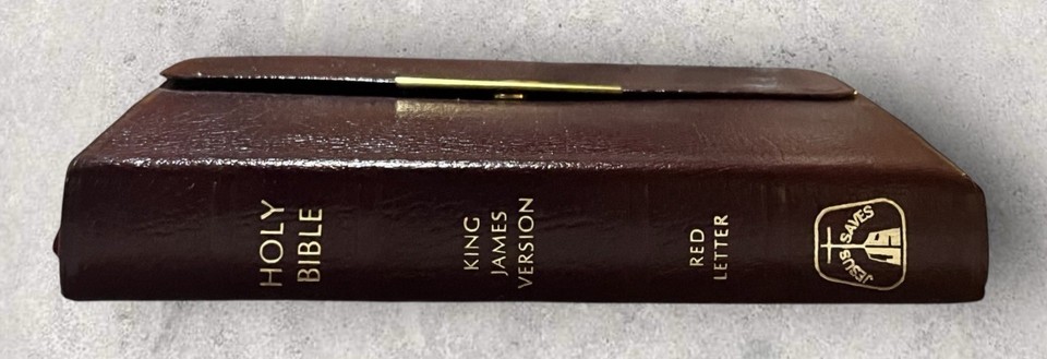 1973 Red Bonded Leather Snap Bible King James Red Letter Jimmy Swaggart ...