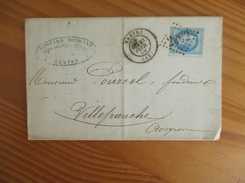 YT 22/ 1869 LETTRE CLASSIQUE DEPUIS NANTES (44) A VILLEFRANCHE (12) | eBay