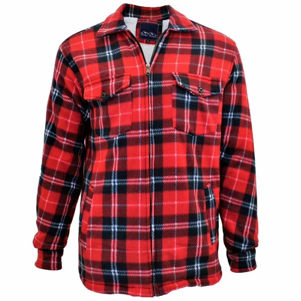 Men s Padded Work Shirts Quilted Fleece Lumberjack Shirt Top Coats ...