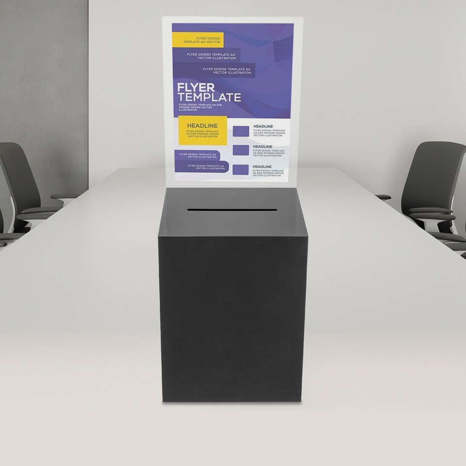 Black Donation Box with Lock Ballot Box with Sign Holder Suggestion Box ...