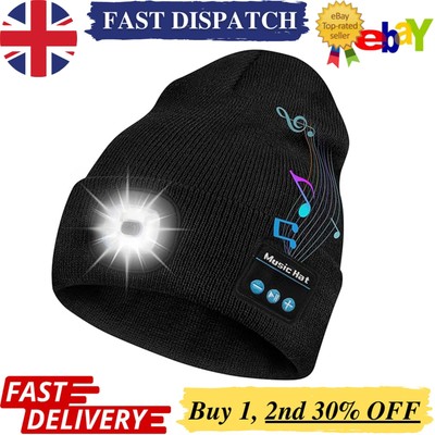 Rechargeable Wireless Bluetooth LED Hat with Music Speakers Light ...