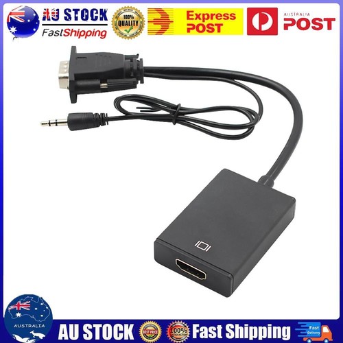 VGA Male to HDMI-compatible Female Adapter with 3.5mm Audio Input Cable ...