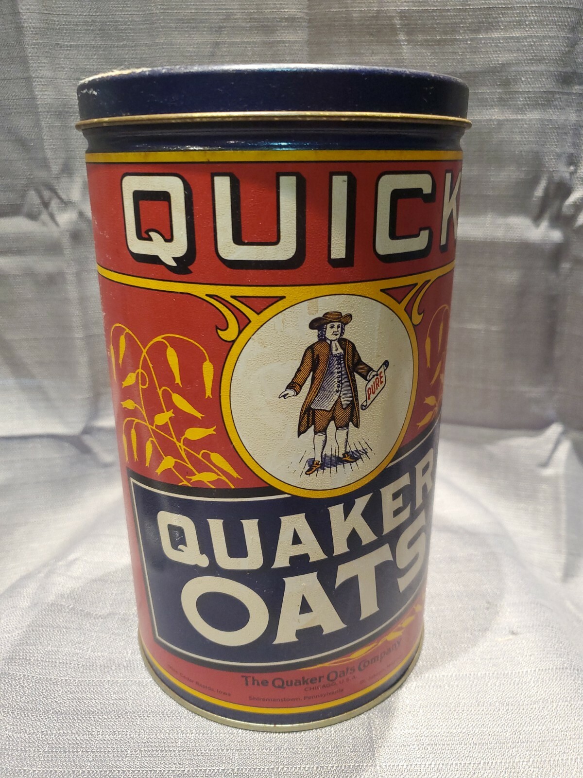 VINTAGE STYLE 1922 QUICK QUAKER OATS LITHO TIN CAN 1990 METAL CONTAINER ...