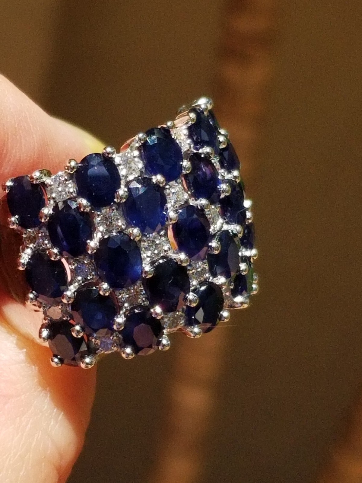 Designer Wide Dark Blue Diamond Heavy 14k gold ring | eBay