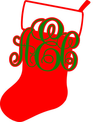 Monogram Christmas Sock Decal Sticker for Car/Truck Laptop Window ...