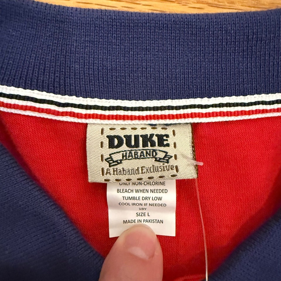 Patriotic USA Stars & Stripes Polo Shirt Duke Haband Size L 4th of July ...