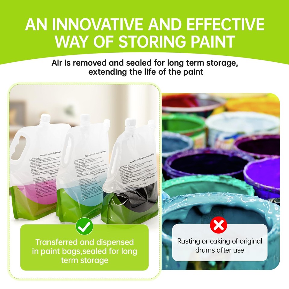 8 Pack Paint Storage Bags, 1.2L Reusable Paint Saver Containers with ...
