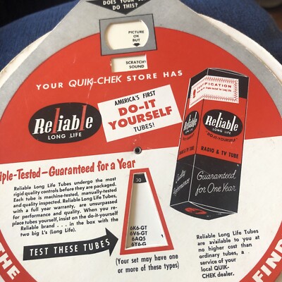 Vintage 1958 QUIK-CHEK TROUBLE FINDER Reliable Selectron TV Radio Tubes ...
