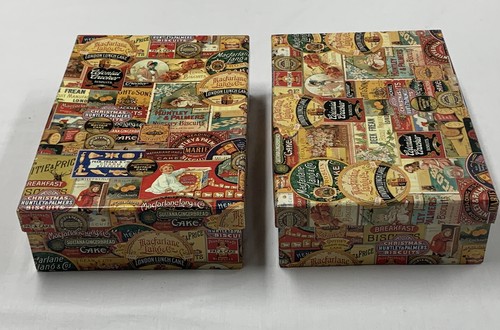 (2) Vintage Advertising Storage Cardboard Boxes w Lids 10.5" X 7" X 3 ...