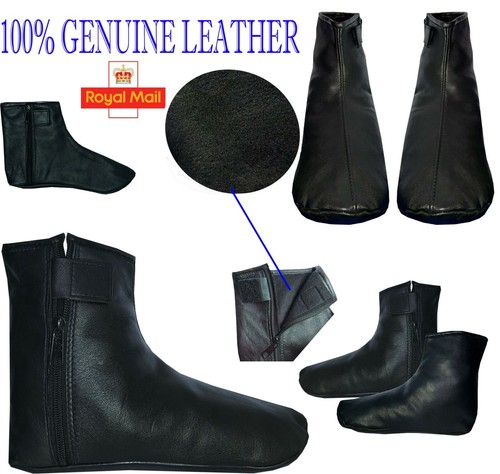 Mens Ladies Unisex Real Leather Black Socks Khuffs Khuffain for Hajj ...