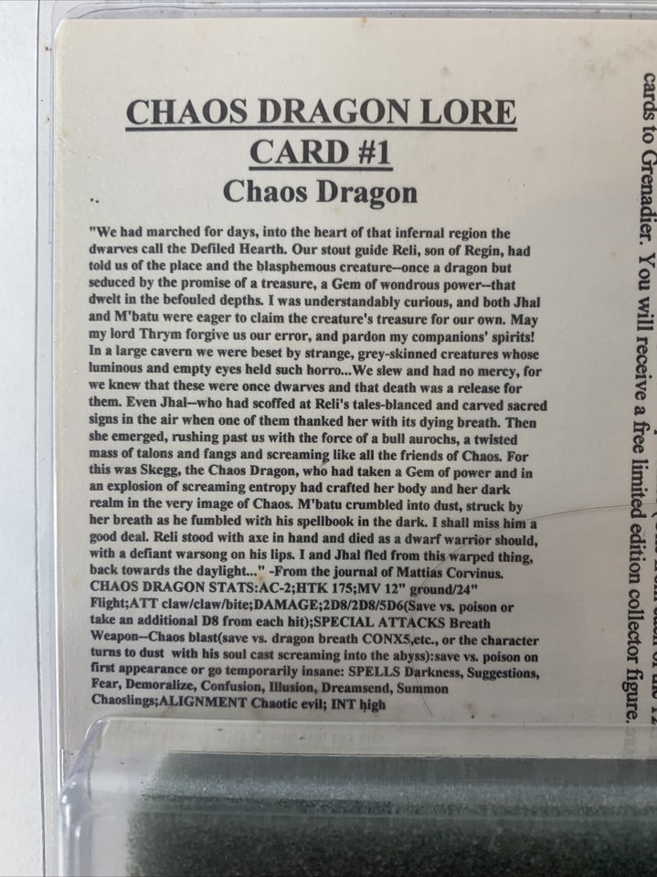 Grenadier Models Classic Dragons - 9301 Chaos Dragon Lore Card #1 ...