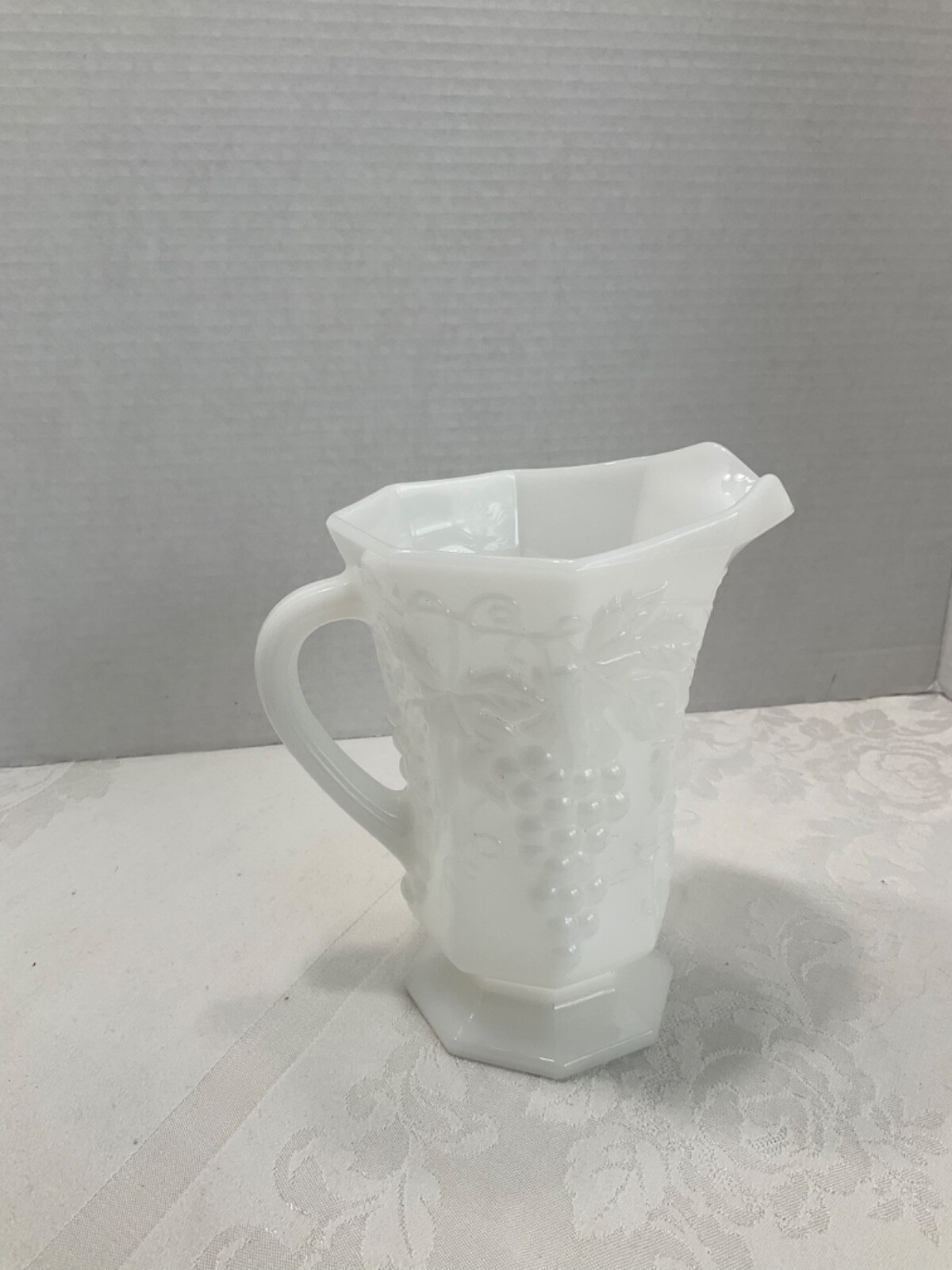 Vintage Anchor Hocking Pitcher, Milk Glass, Panel and Grape Design, no ...