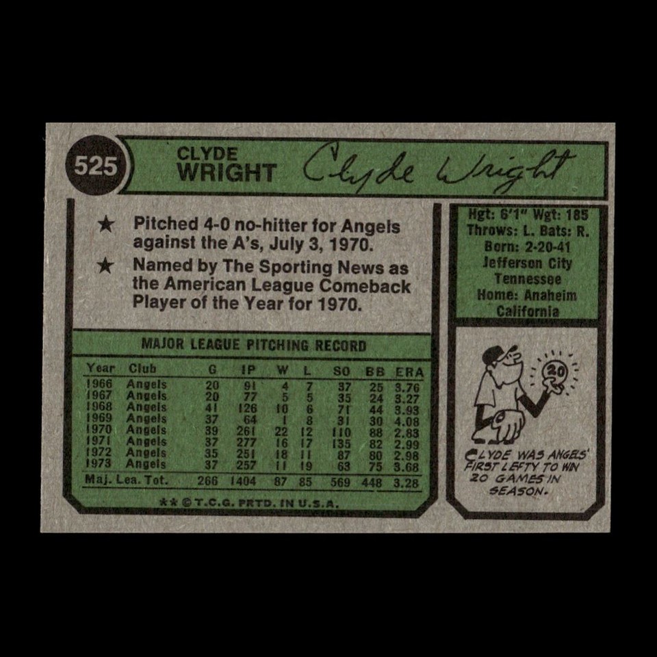 Clyde Wright 1974 Topps Milwaukee Brewers #525 Great Set Break! | eBay
