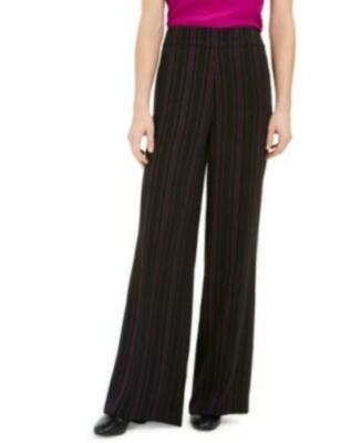 Bar III New Womens Striped Wide Leg Black Pants With Pink Stripe NWT ...