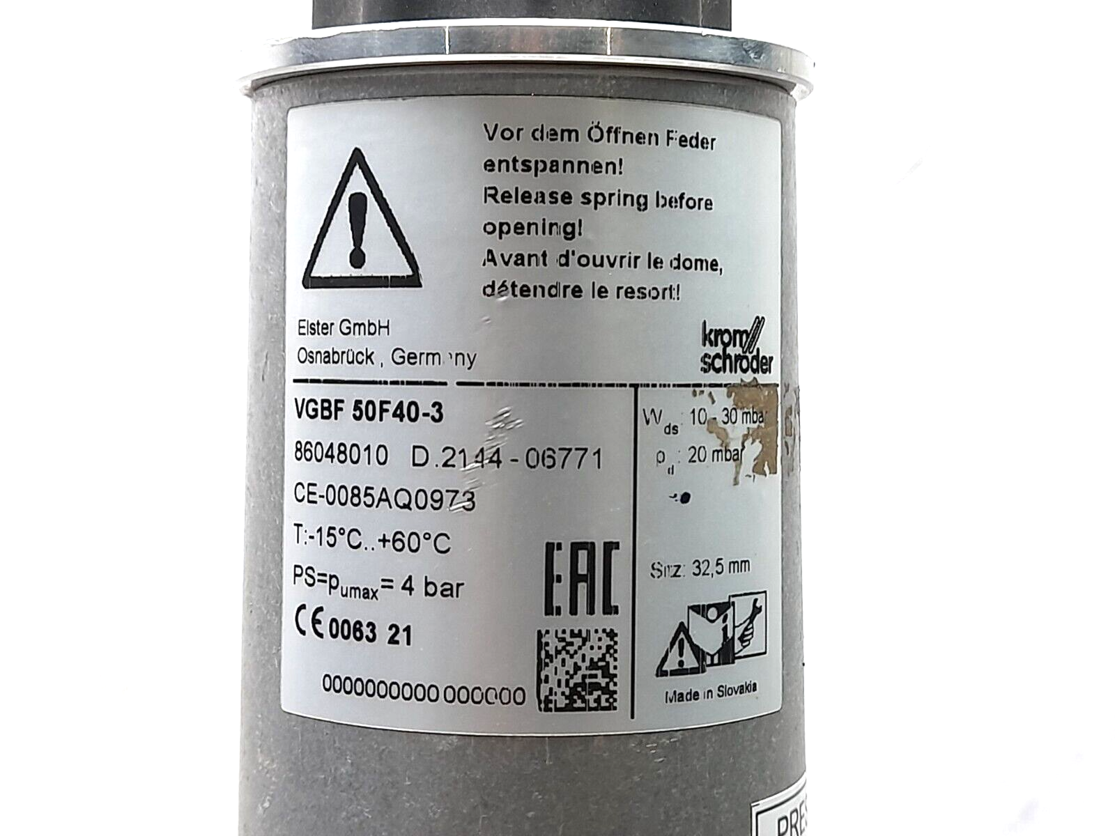 Honeywell Elster Kromschroder VGBF 50F40-3 Pression Régulateur Taille ...