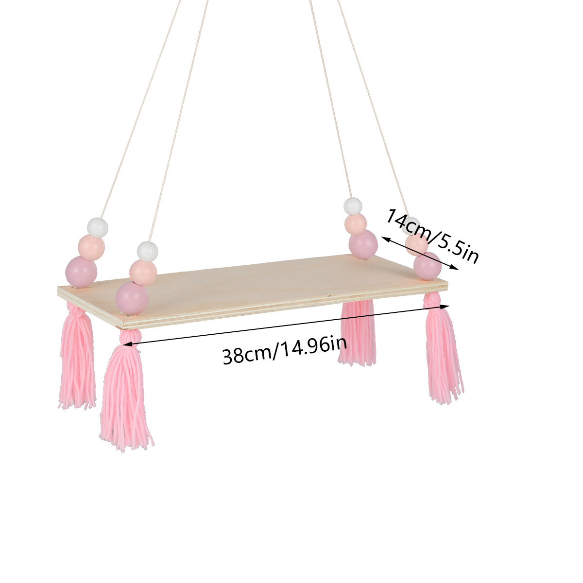 22LB Wooden Floating Shelf Wall Hanging Swing Shelf Display with Rope ...