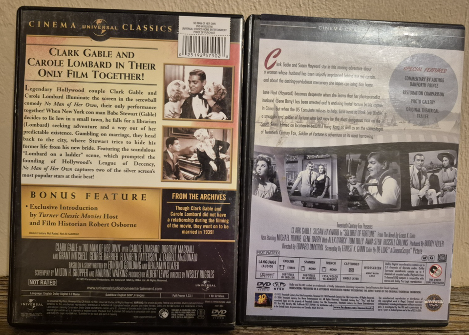 Lot of 4 DVDs 5 classic films Cary Grant Clark Gable Susan Hayward Joan ...